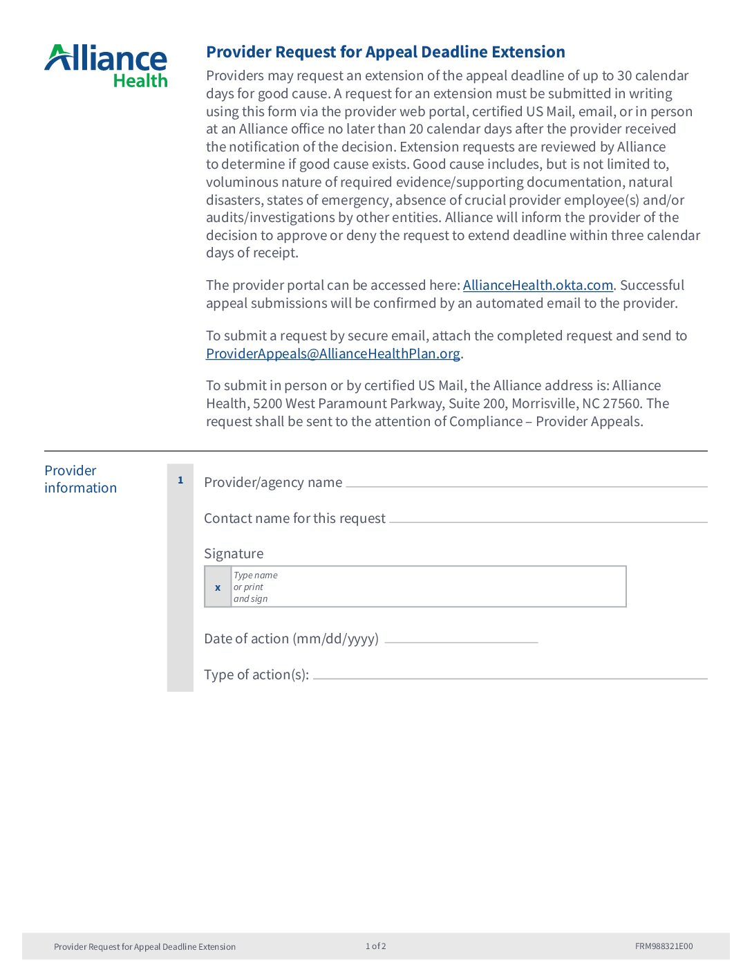 Online Forms - Alliance Health